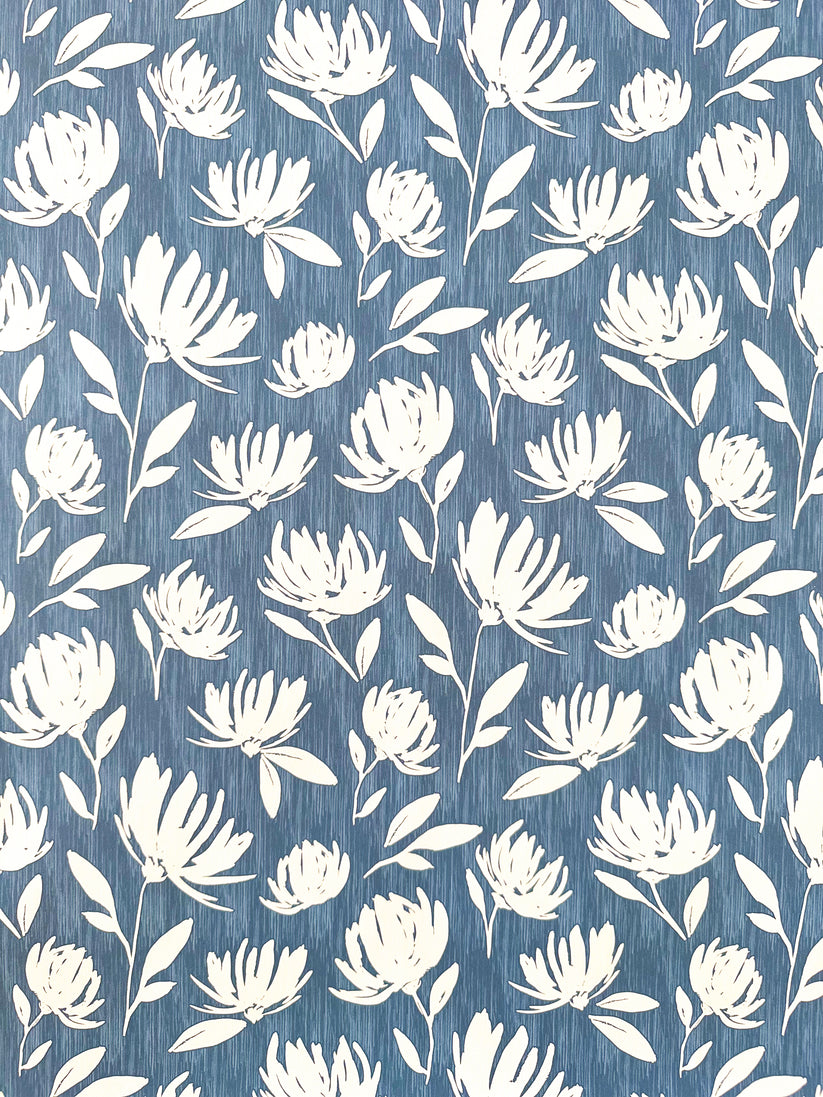 Flora Wallpaper | Blue – Krystal Spuler Textiles