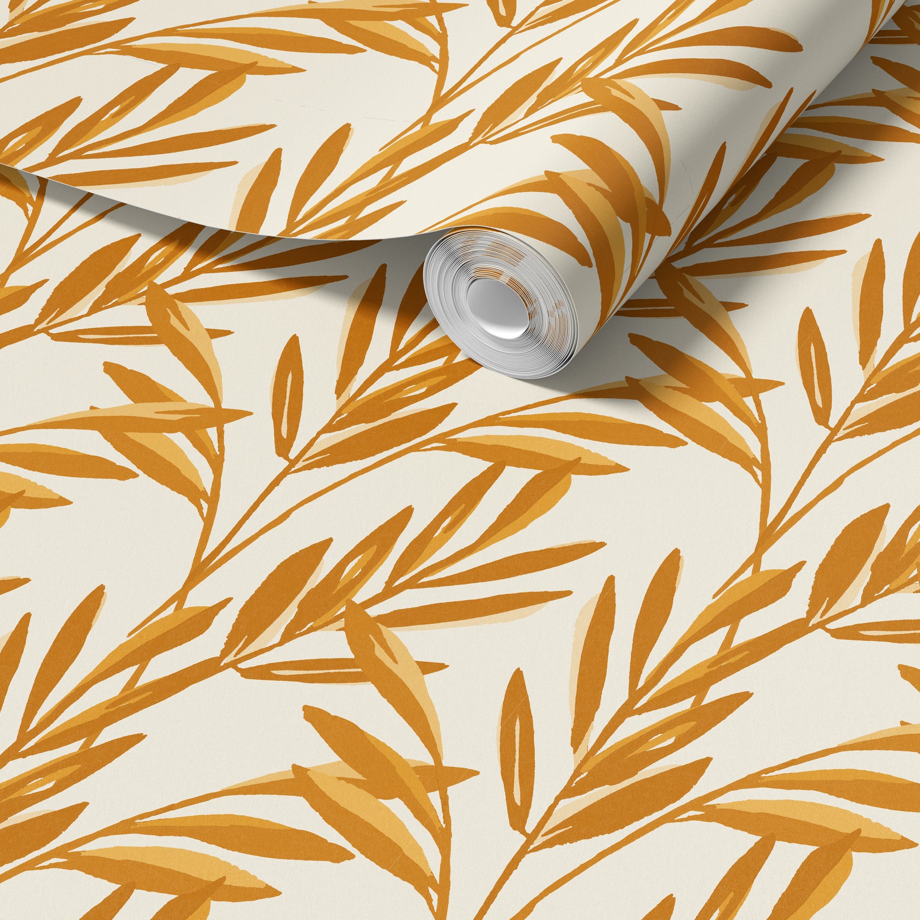 Botanical Wallpaper | Gold and Cream – Krystal Spuler Textiles